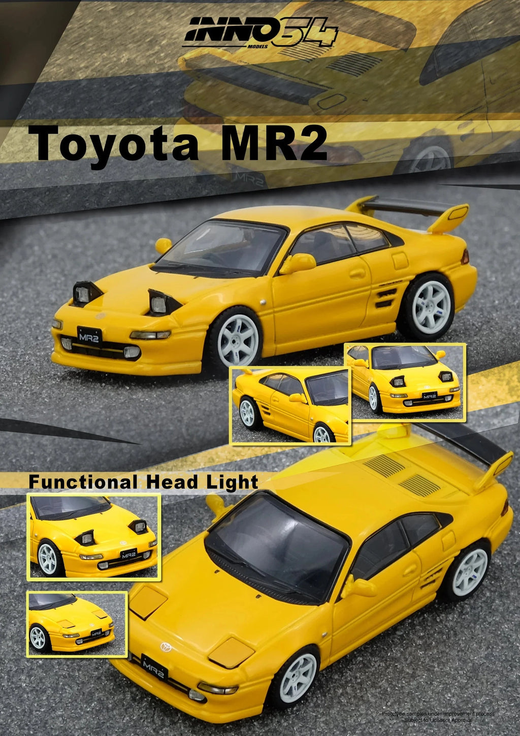 (Pre-Order) Toyota MR2 SW20 Yellow 1/64 Scale Inno64 – Hanz Driven