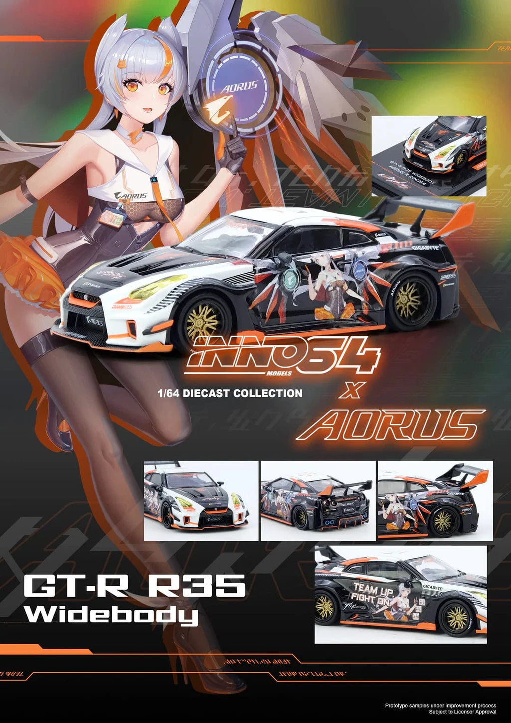 Nissan GT-R R-35 Widebody Aorus Limited Edition Inno64 1/64 scale ...