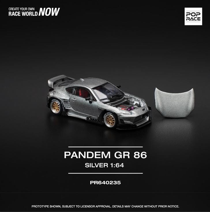 Toyota Pandem GR86 Silver Pop Race 1/64 scale – Hanz Driven